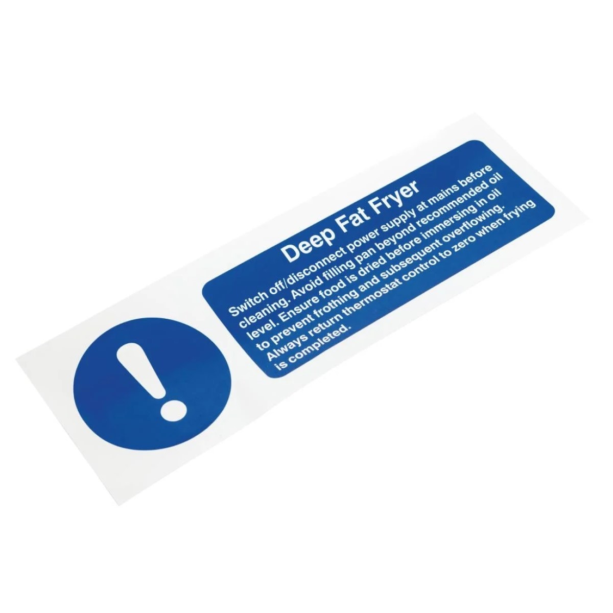 Vogue W198 Deep Fat Fryer Safety Sign (10 Pack) - Caterkwik Ireland