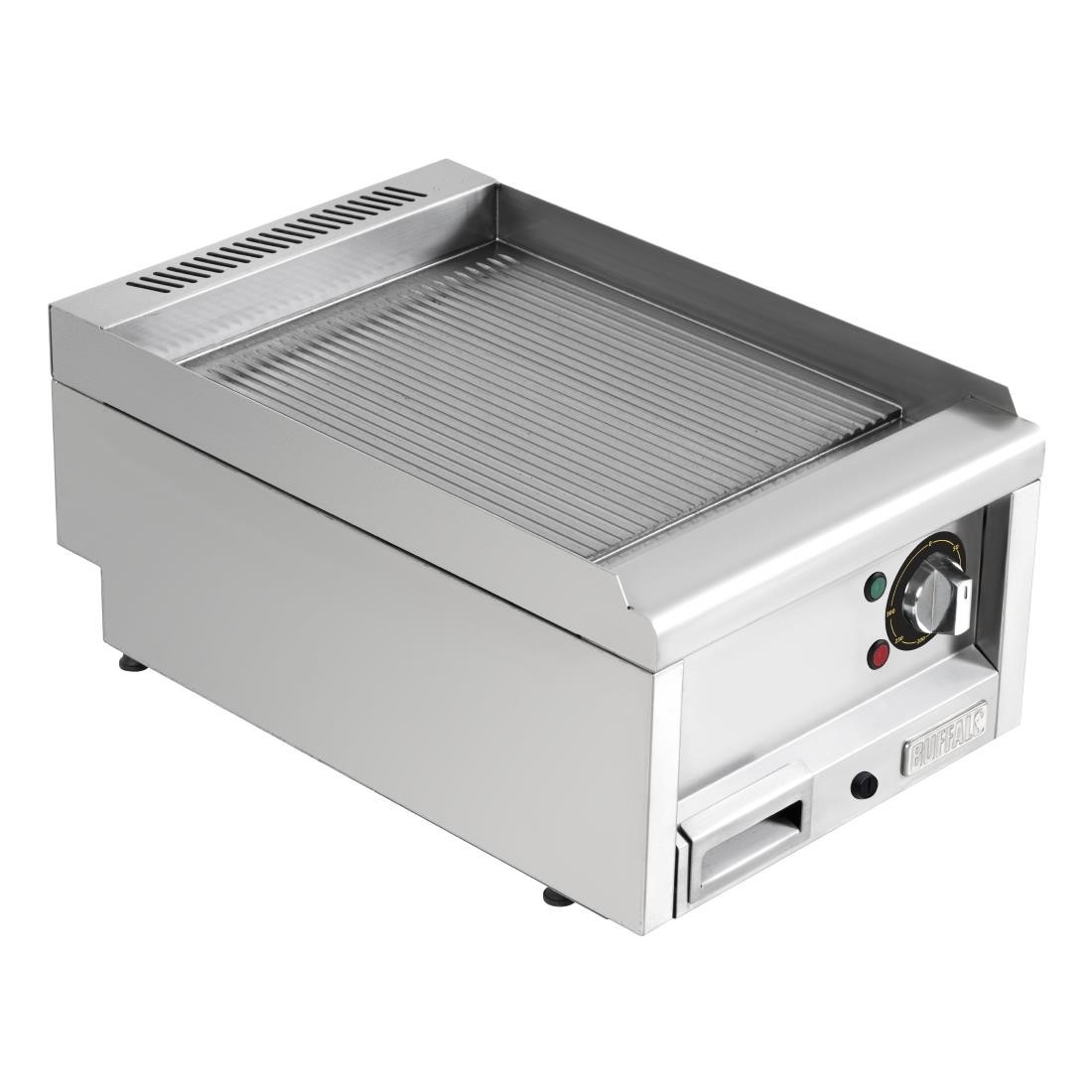 Buffalo CU474 600 Series Ribbed Electric Griddle 400mm - Caterkwik Ireland