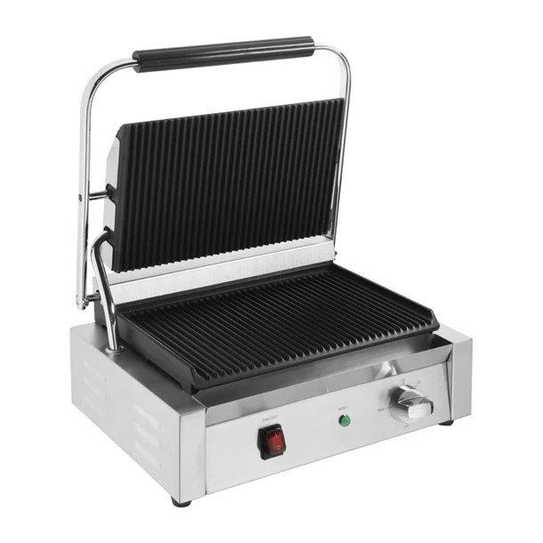 Buffalo CU602 Bistro Large Ribbed Contact Grill - Caterkwik Ireland