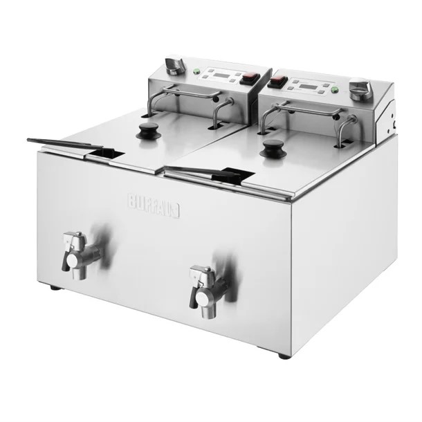 Buffalo CU621 Double Electric Fryer with Timer 2x8Ltr - Caterkwik Ireland